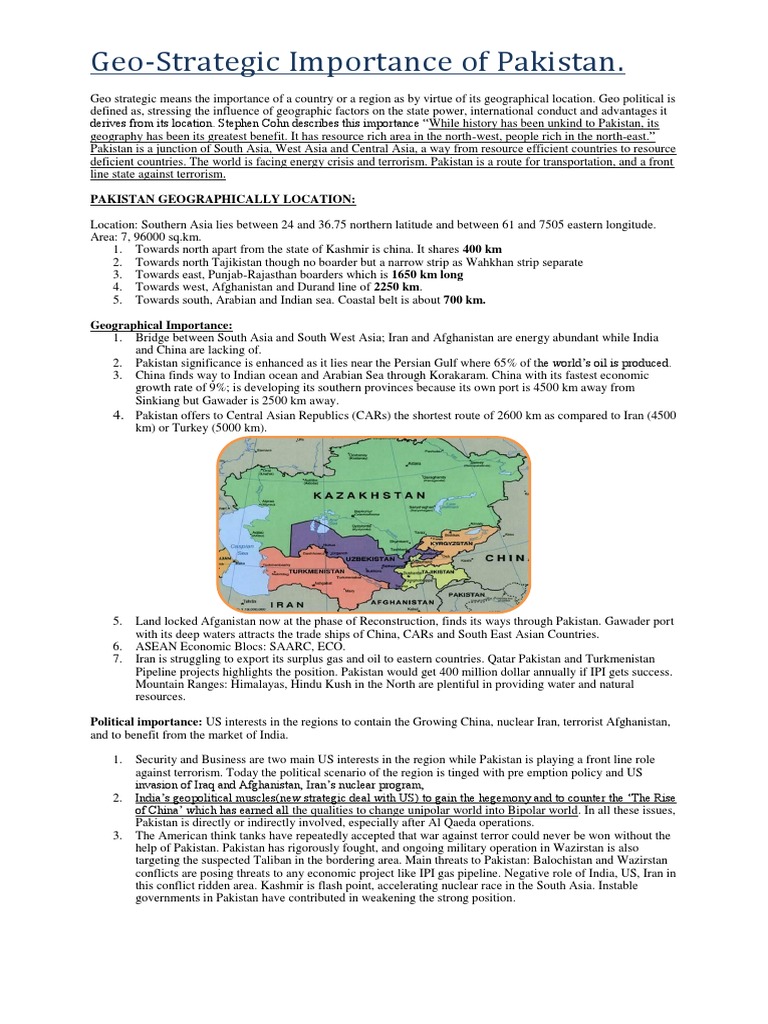 Geo-Strategic Importance of Pakistan | PDF | Pakistan | Asia