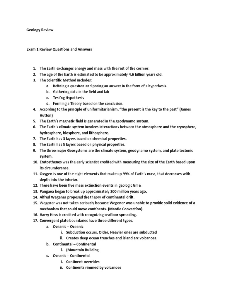 Geology Review - Final | PDF | Plate Tectonics | Rock (Geology)