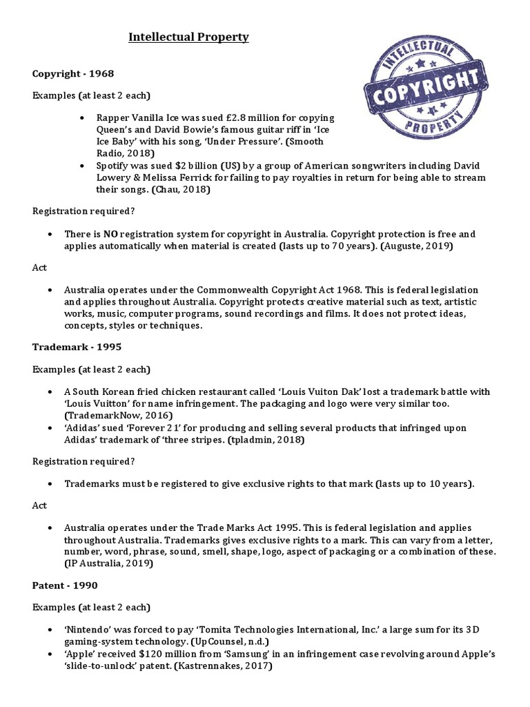 Intellectual Property Worksheet 2 | PDF | Trademark | Intellectual Property