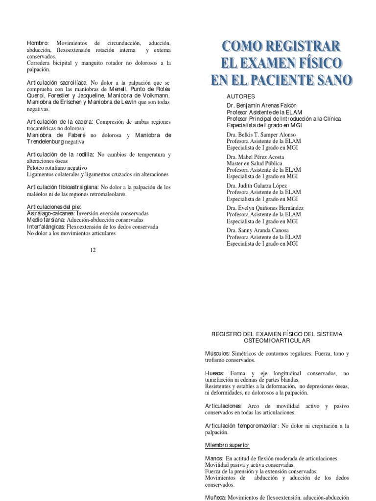Libro Semiologia Registro Del Examen Físico Paciente Normal PDF | PDF ...