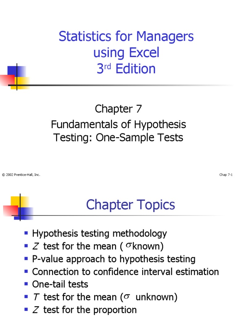 Statistics For Managers Using Excel 3 Edition: Fundamentals of ...