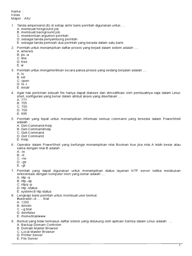ASJ - Latihan Soal | PDF
