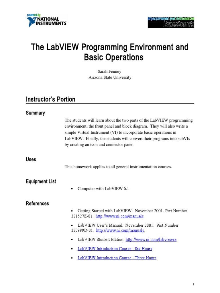 The LabVIEW Programming Environment and Basic Operations | PDF | Icon (Computing) | Computing