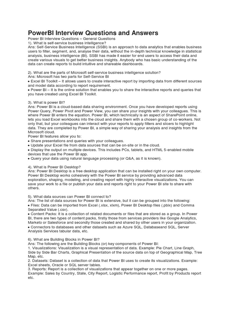 PowerBI Interview Questions and Answers | PDF | Databases | Business ...