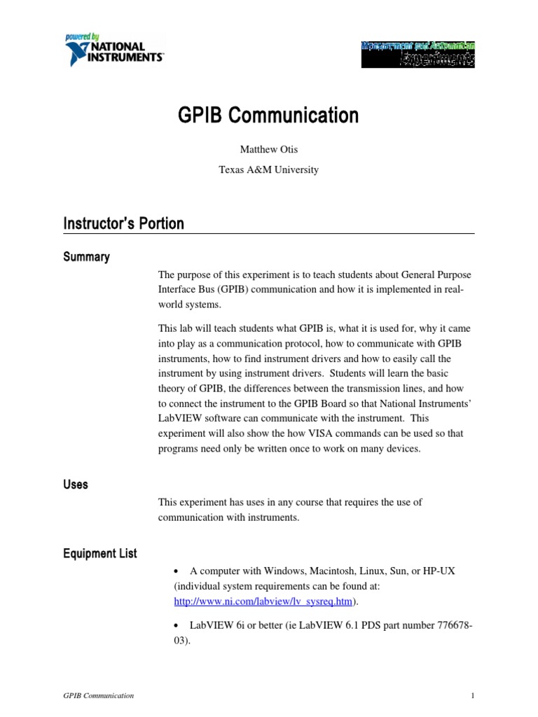 GPIB Communication | PDF | Computer Data | Computing
