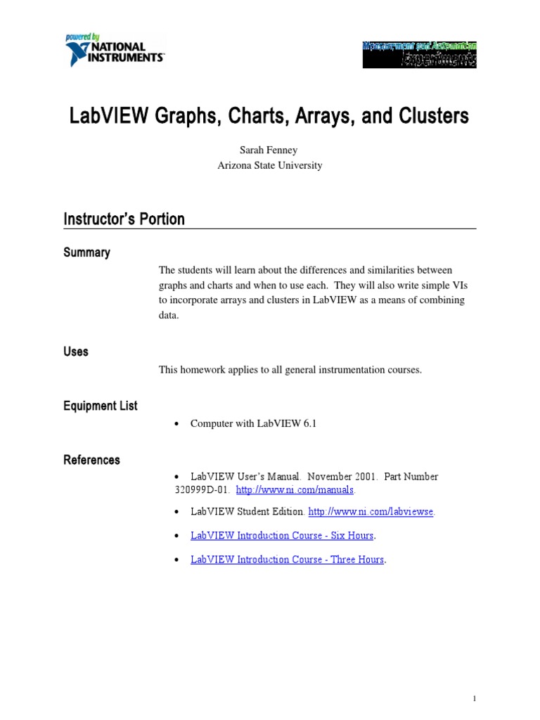 Labview Graphs Charts Arrays And Clusters Pdf Array Data Structure Array Data Type