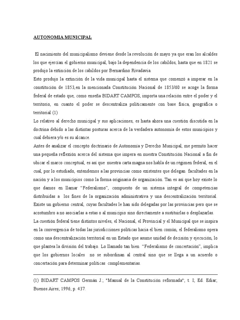 Autonomia Municipal | PDF | Federación | Estado (política)