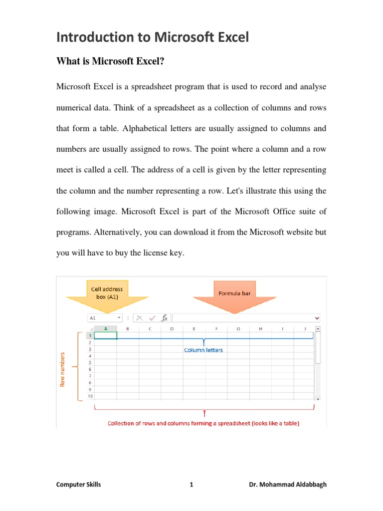 Introduction To Microsoft Excel | PDF | Spreadsheet | Formula