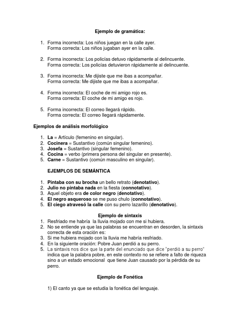 Ejemplo de Gramática | PDF | Sintaxis | Oración (Lingüística)