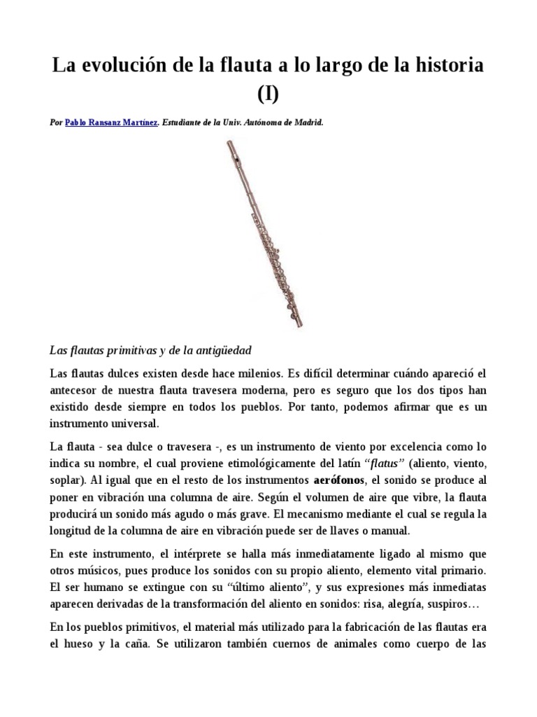 Evolucion de Las Flautas | PDF | Flauta | Grabadora (instrumento musical)