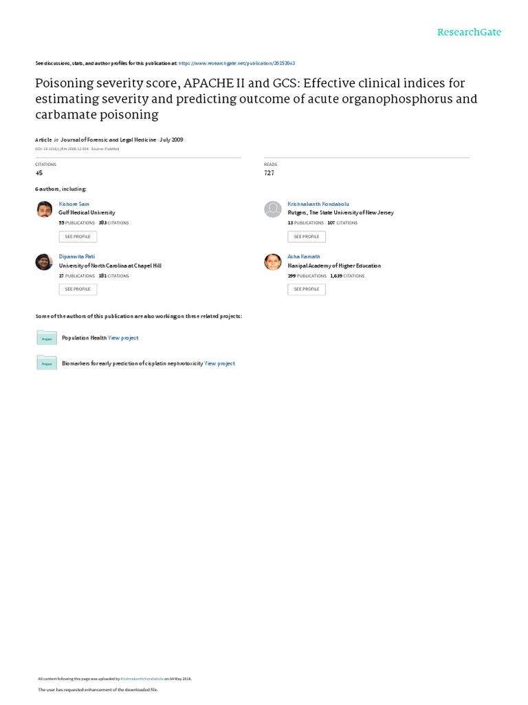 Apache Score | PDF | Coma | Health Sciences