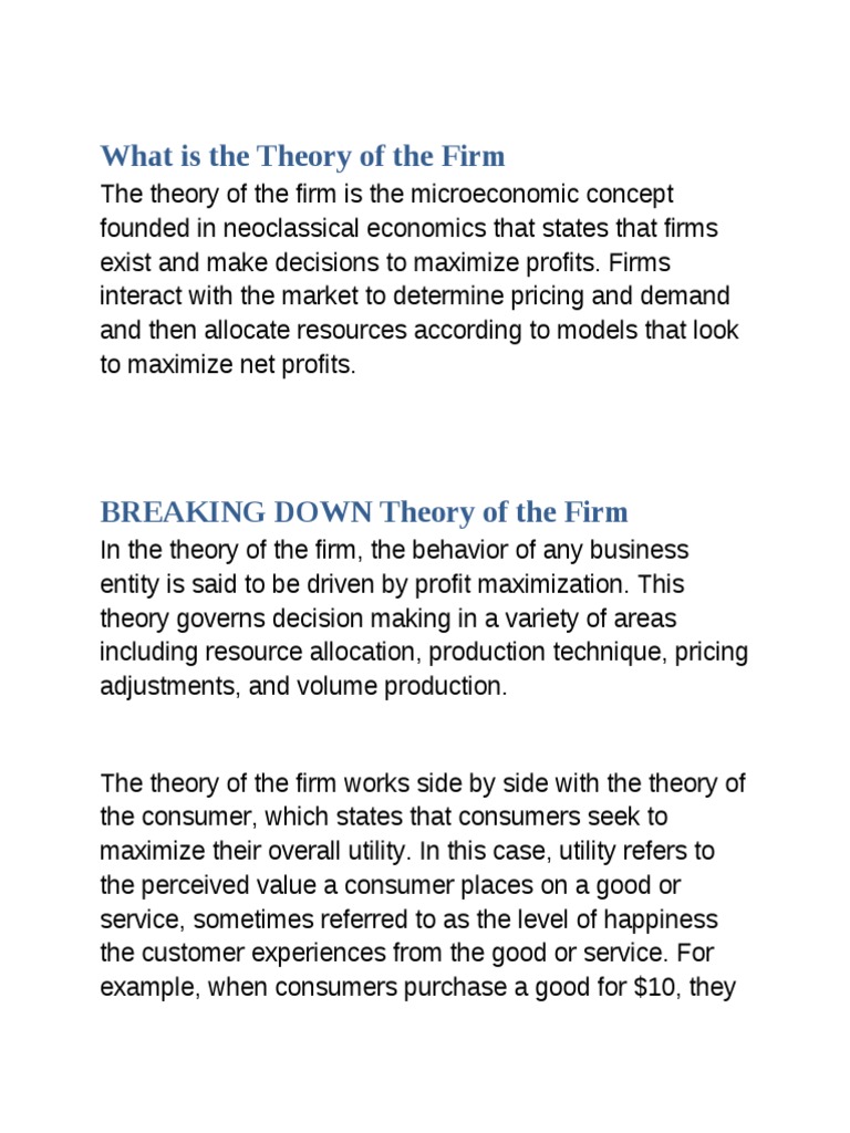 What Is The Theory of The Firm | PDF | Economics | Capitalism