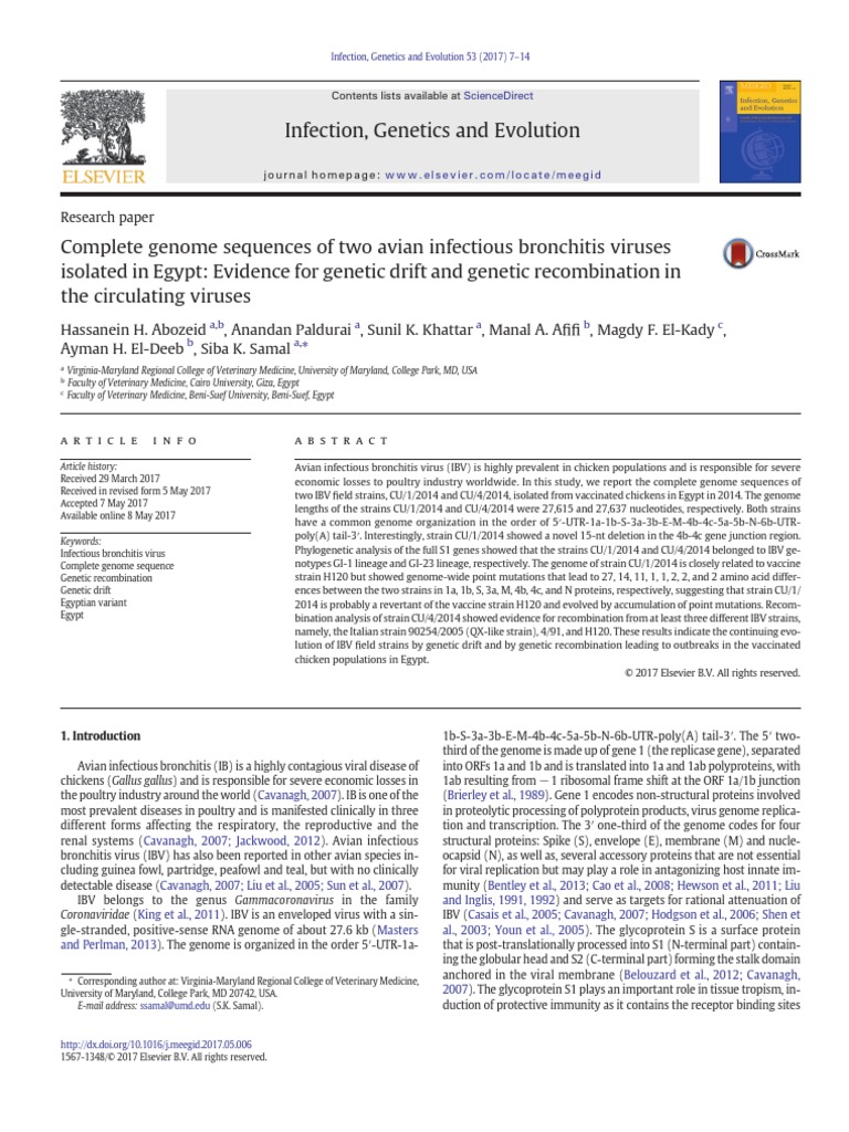 Infection, Genetics and Evolution | PDF | Open Reading Frame | Virus
