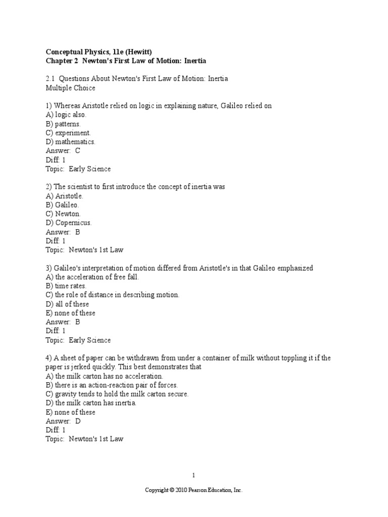 Hewitt Physics Chapter 2 | PDF | Inertia | Acceleration