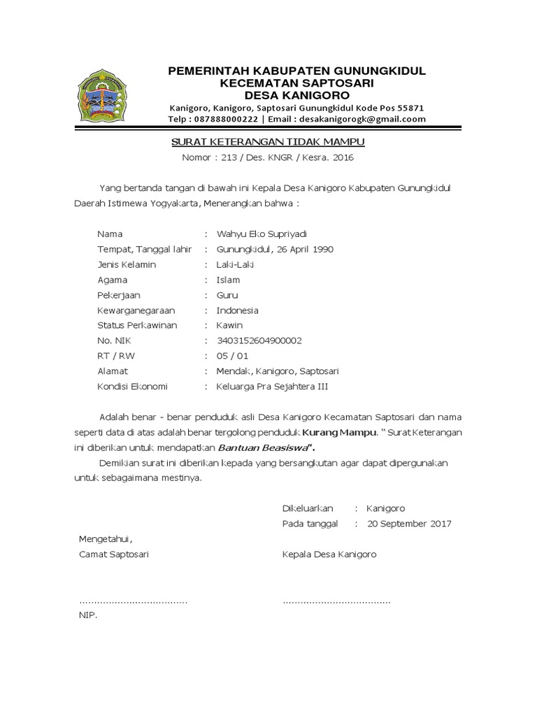 Contoh Format SKTM | PDF