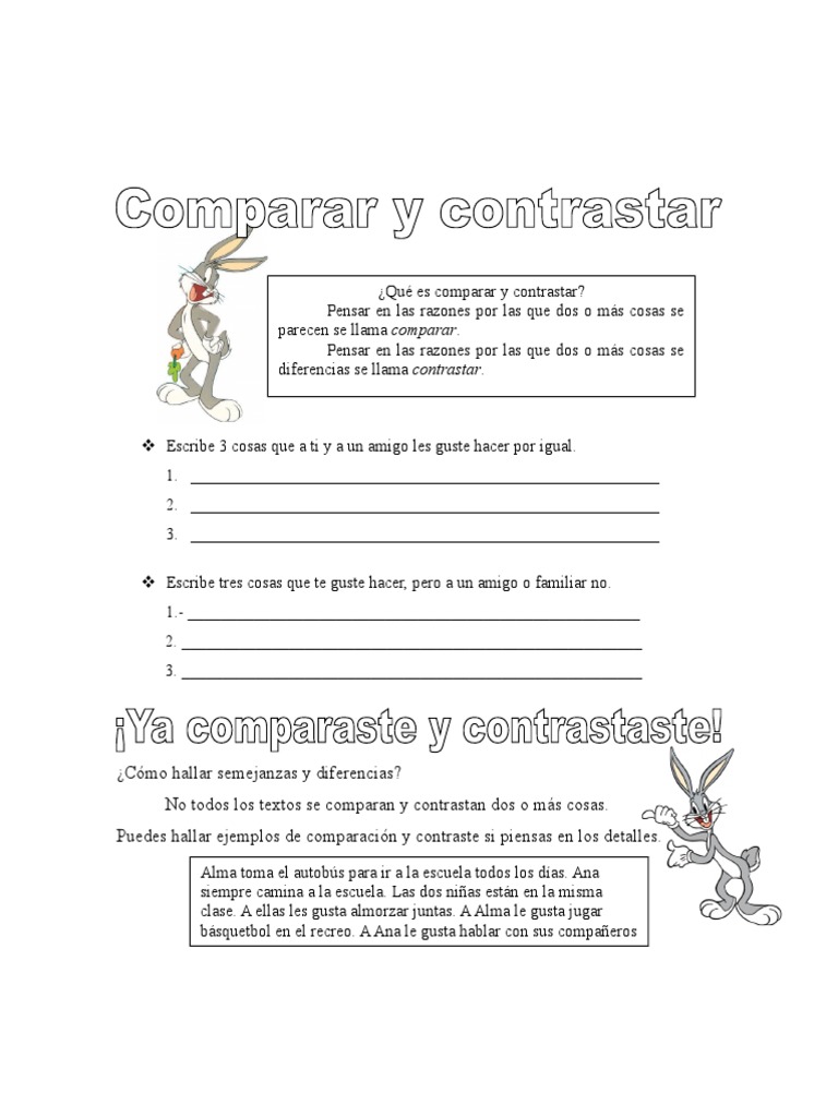 Taller de Comprensio Lectora Comparar-Y-Contrastar | PDF | Tierra | Júpiter