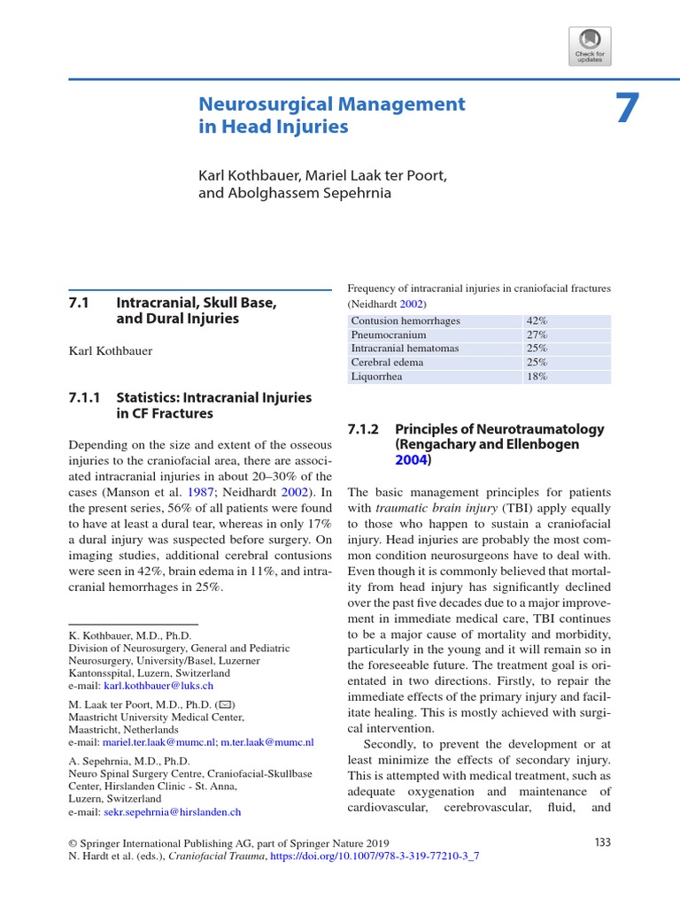 Neurosurgical Management in Head Injuries: Karl Kothbauer, Mariel Laak ...