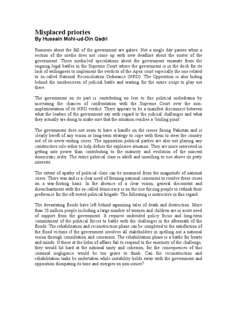 Misplaced Priorities | Download Free PDF | Public Sphere | Government