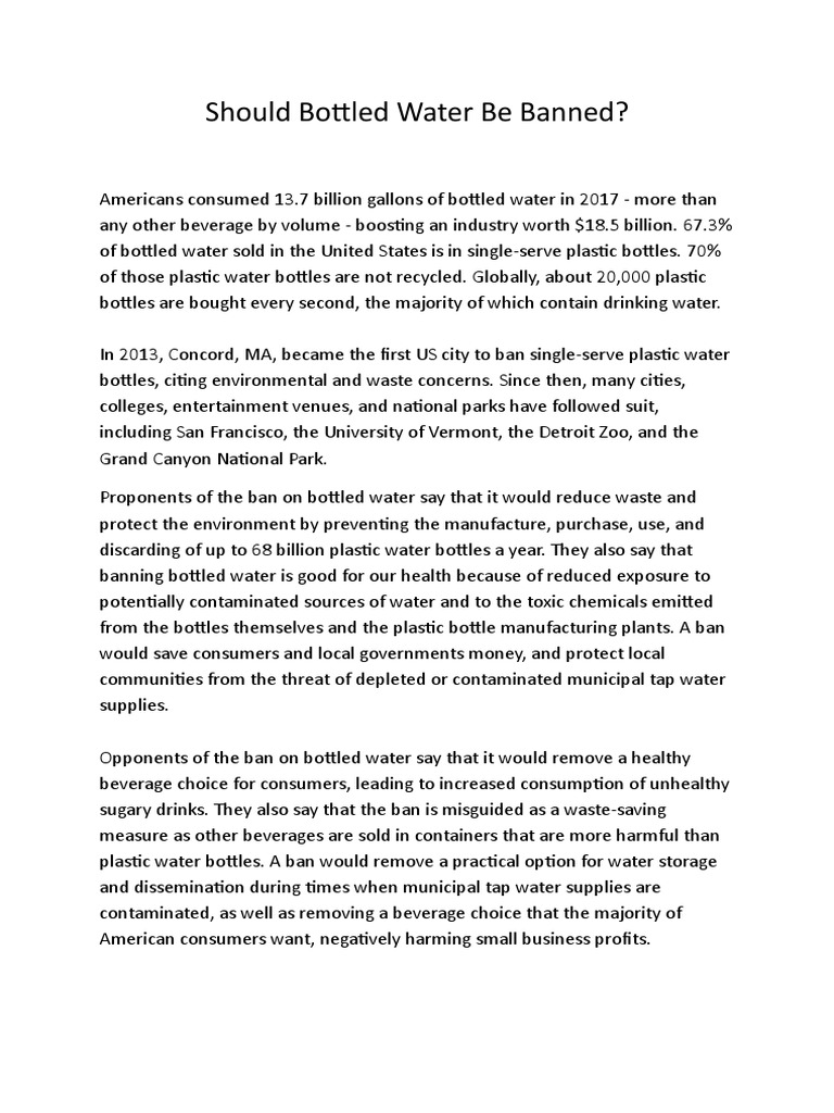 Should Bottled Water Be Banned? | PDF | Bottled Water | Drinking Water