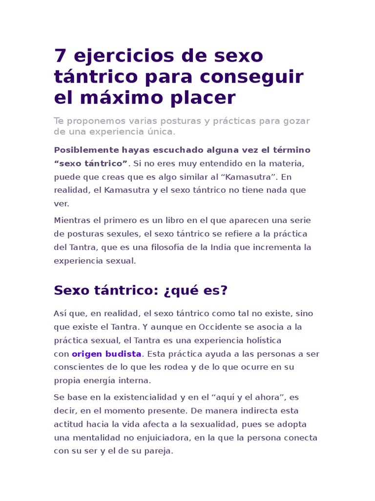 7 Ejercicios de Sexo Tántrico para Conseguir El Máximo Placer | PDF | Tantra | Orgasmo