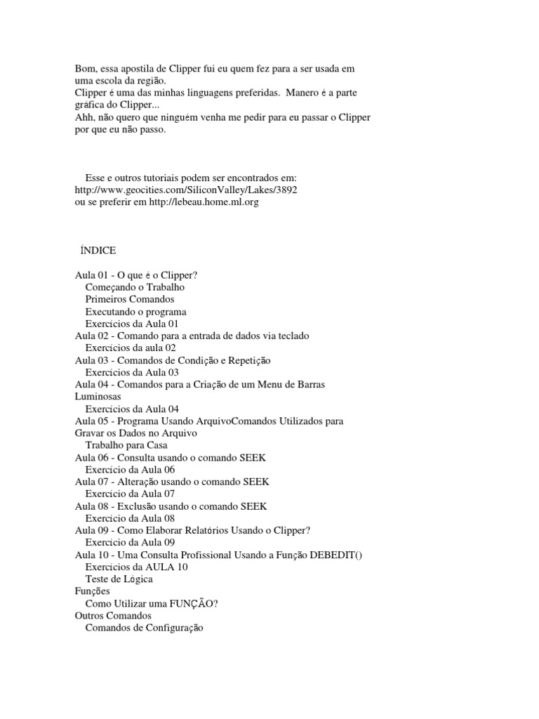 Apostila Clipper | PDF | Exponenciação | Programa de computador