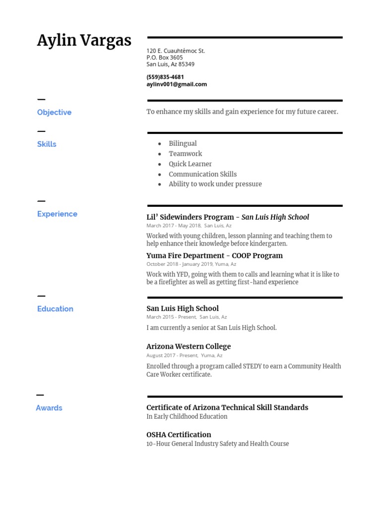 Aylin Vargasresume | PDF | Psychology | Behavior Modification