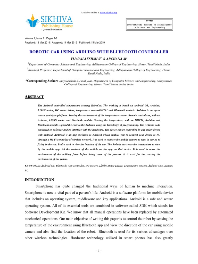 Robotic Car Using Arduino With Bluetooth Controller | PDF | Smartphone | Android (Operating System)