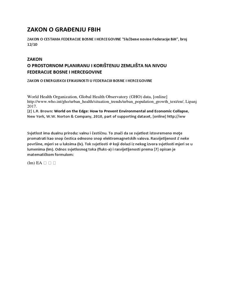 Zakon o Građenju Fbih | PDF