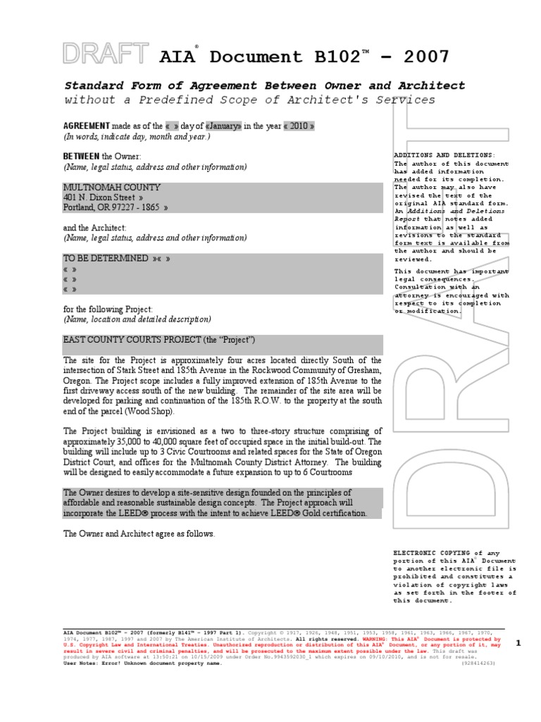 Aia B102 | PDF | Indemnity | Arbitration