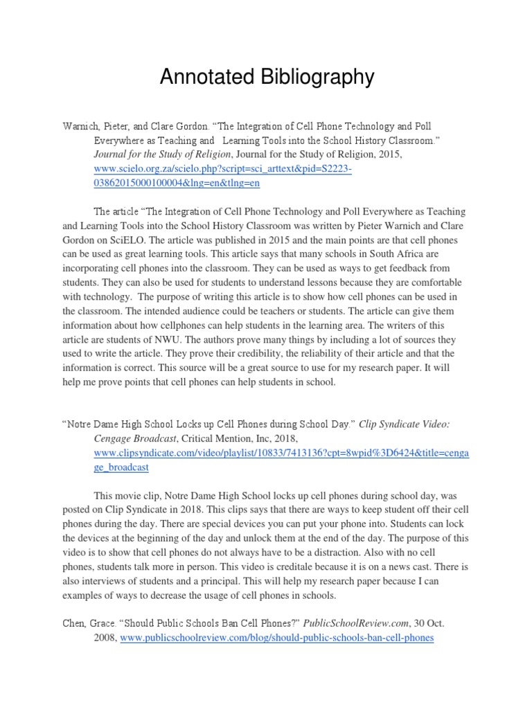 Annotated Bibliography | PDF | Mobile Phones | Learning