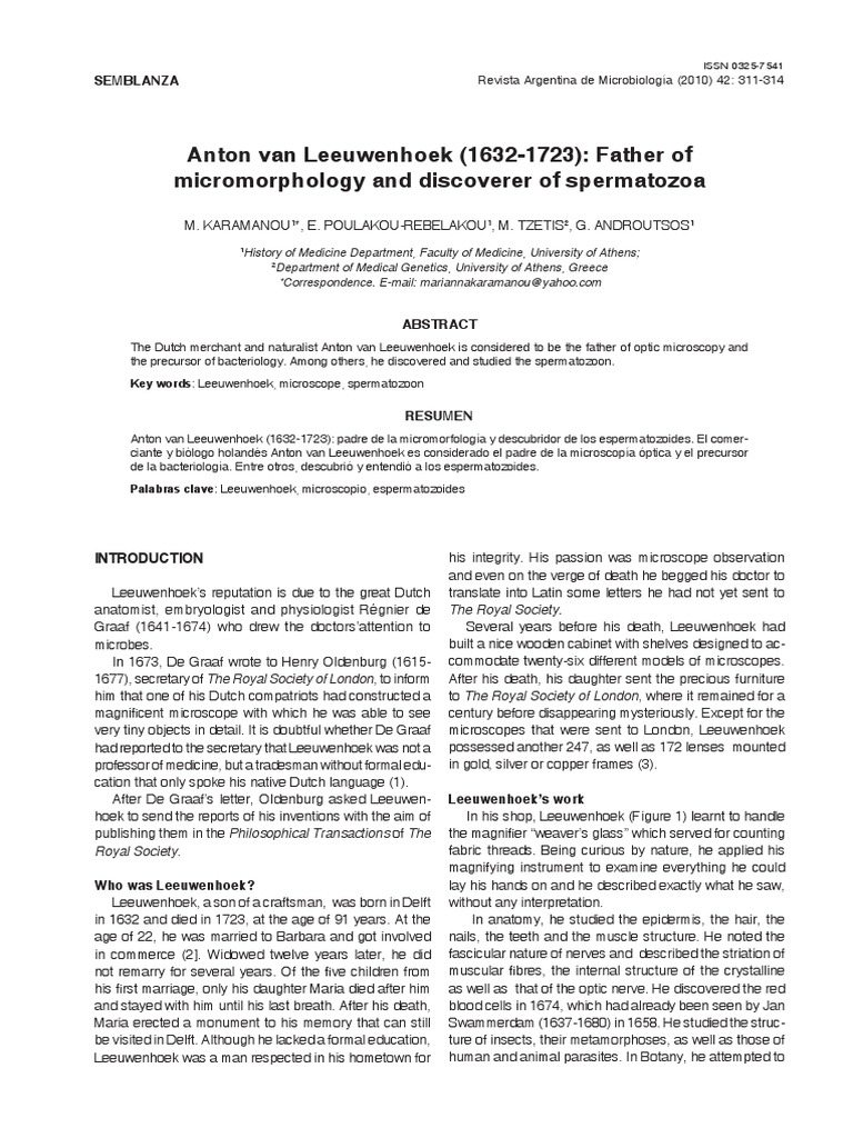 Father of Microscopy: Anton van Leeuwenhoek and His Pioneering ...