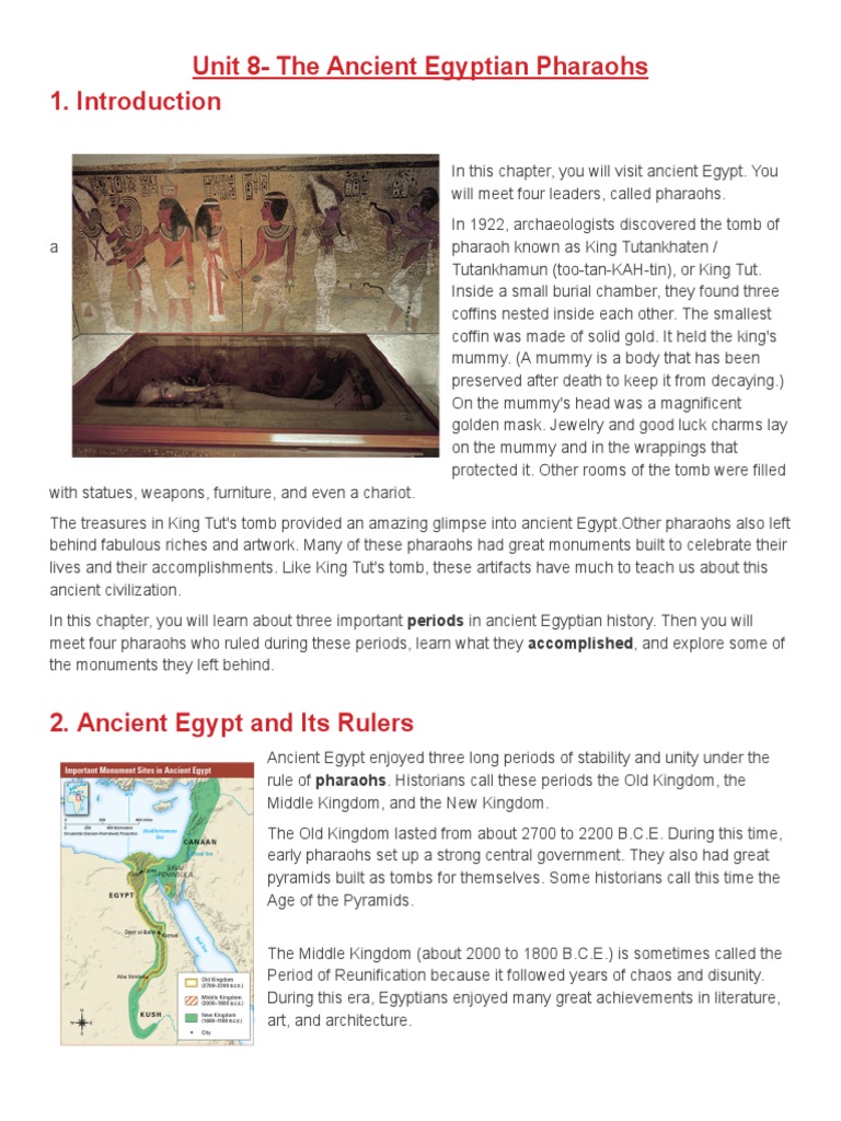 Unit 8 - The Ancient Egyptian Pharaohs Reading | Download Free PDF ...