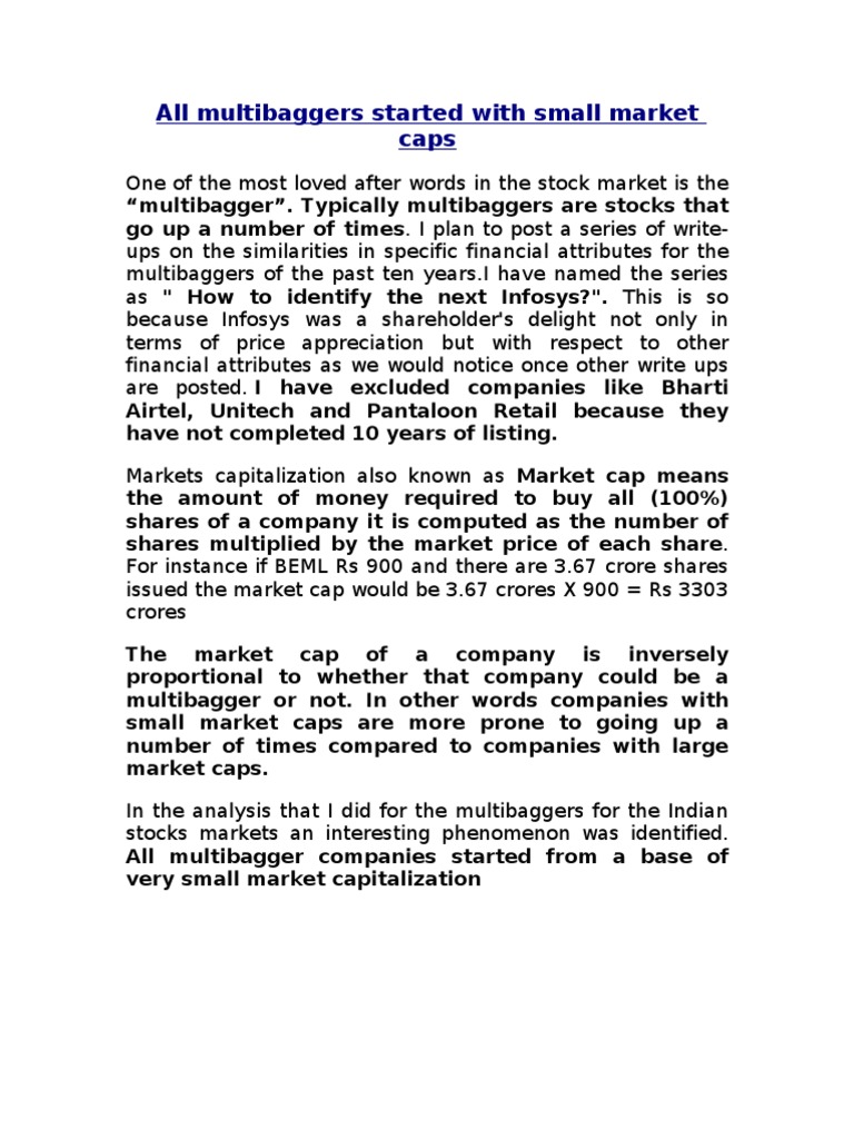 Multibaggers | PDF | Stocks | Value Investing
