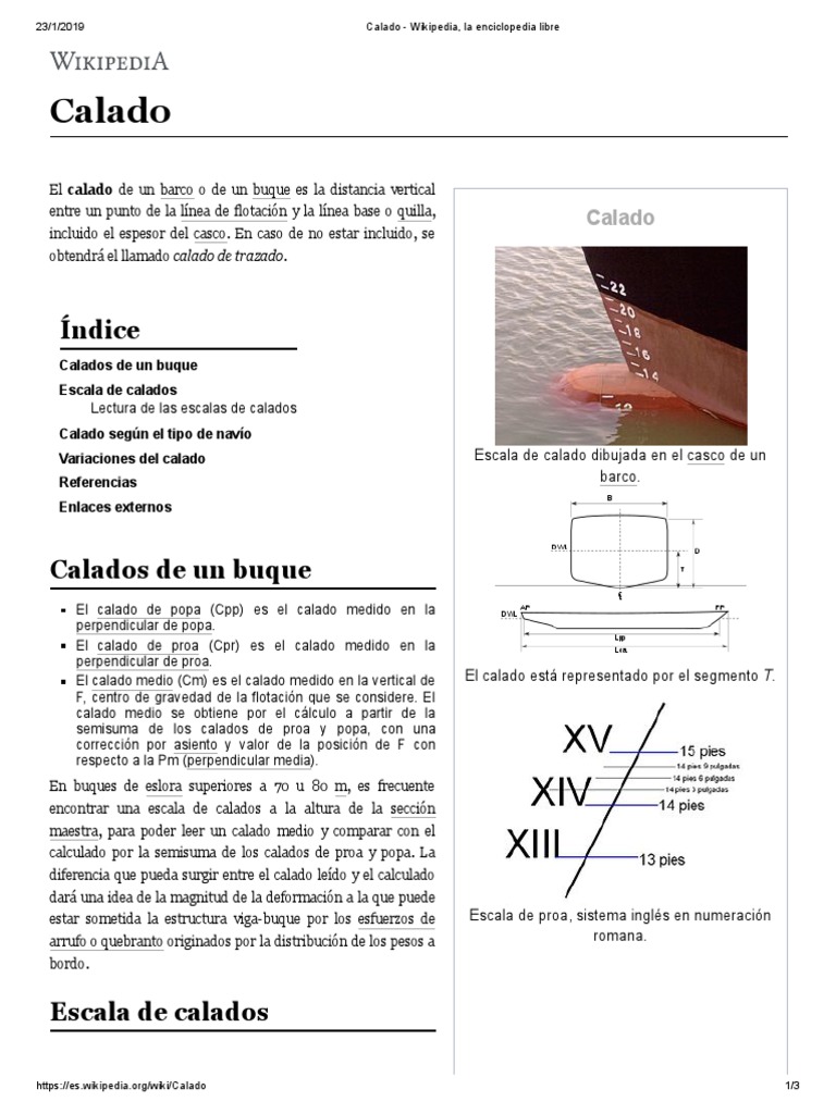 Calado - Wikipedia, La Enciclopedia Libre | PDF | Construcción naval ...