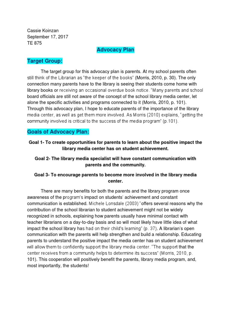Advocacy Plan Target Group | PDF | School Library | Libraries