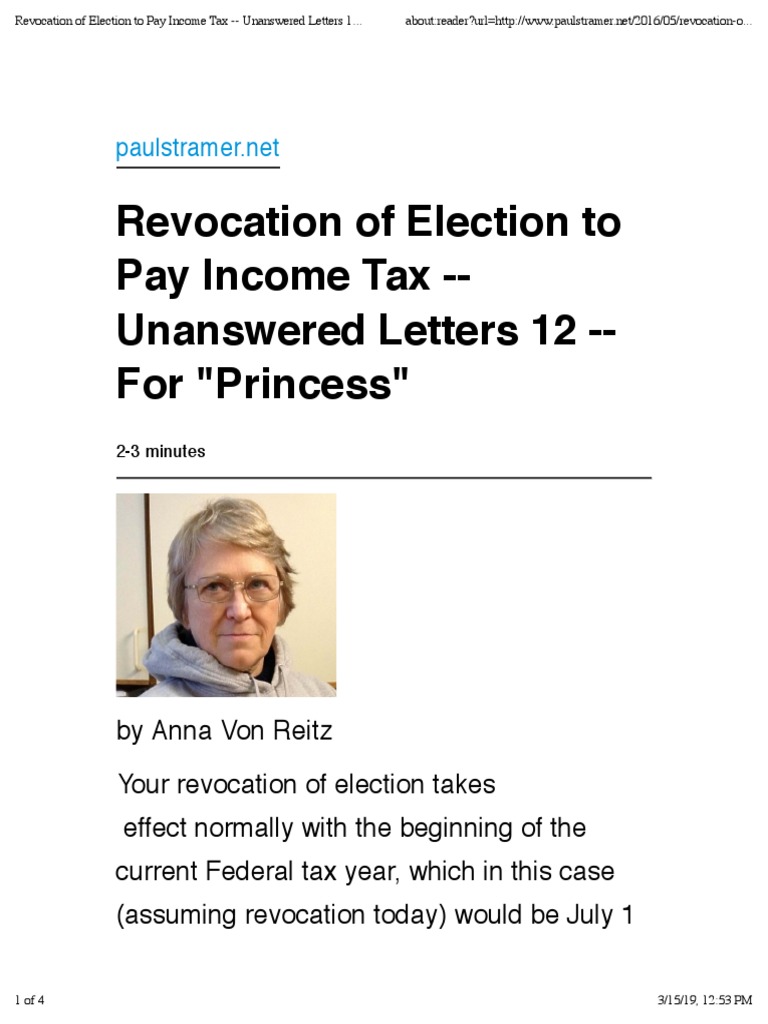 Judge Anna-Revocation of Election To Pay Income Tax | PDF | Income Tax ...