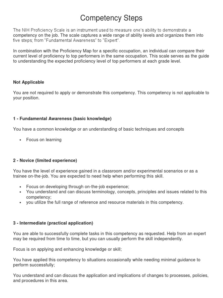 Competency Steps: Not Applicable | PDF | Competence (Human Resources ...