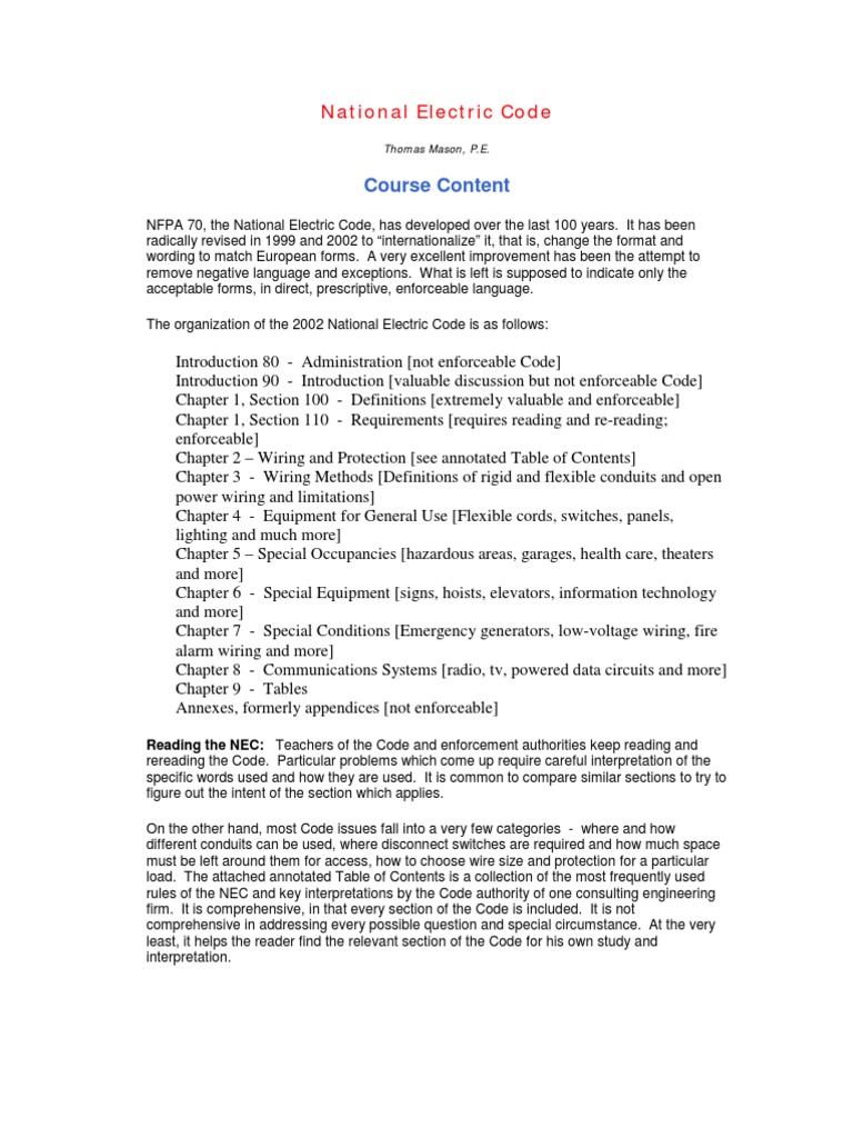 National Electric Code Overview 2023 | PDF | Electrical Wiring | Equipment