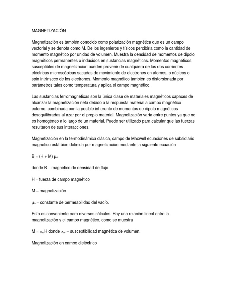 6.1 Magnetización | PDF | Magnetización | Campo magnético