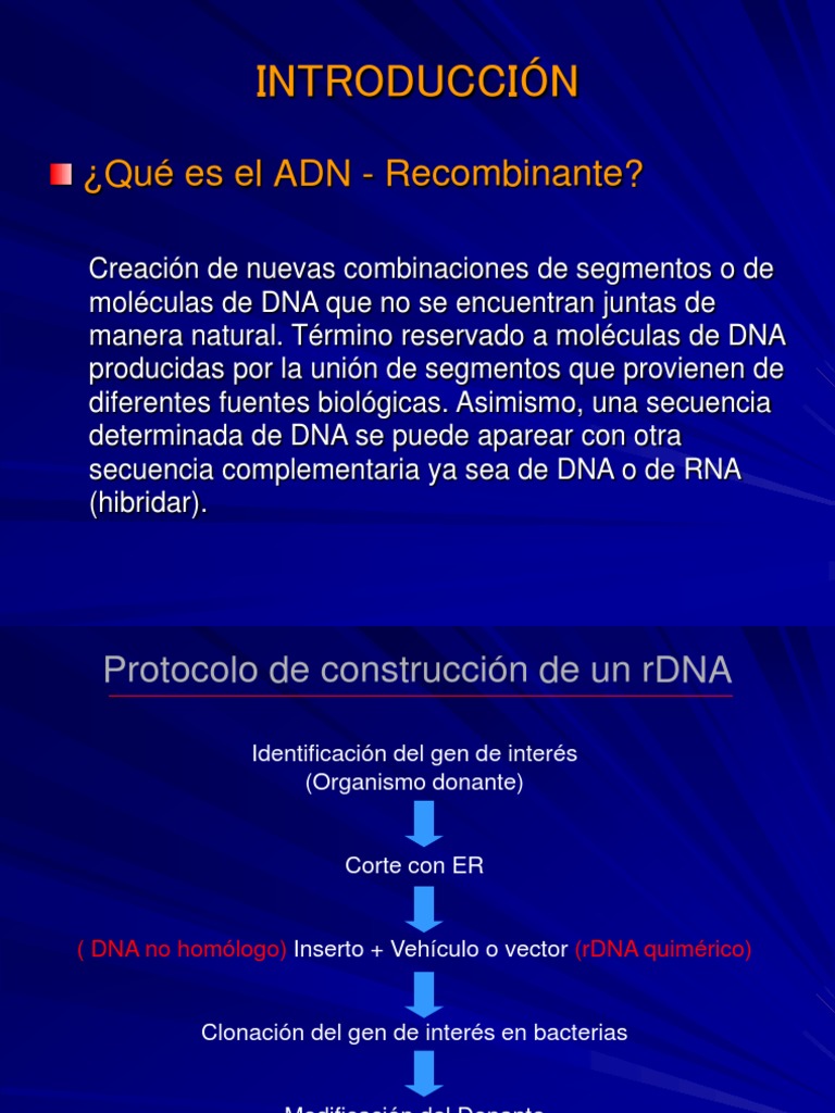 Tecnología de ADN Recombinante | PDF | Plásmido | Adn