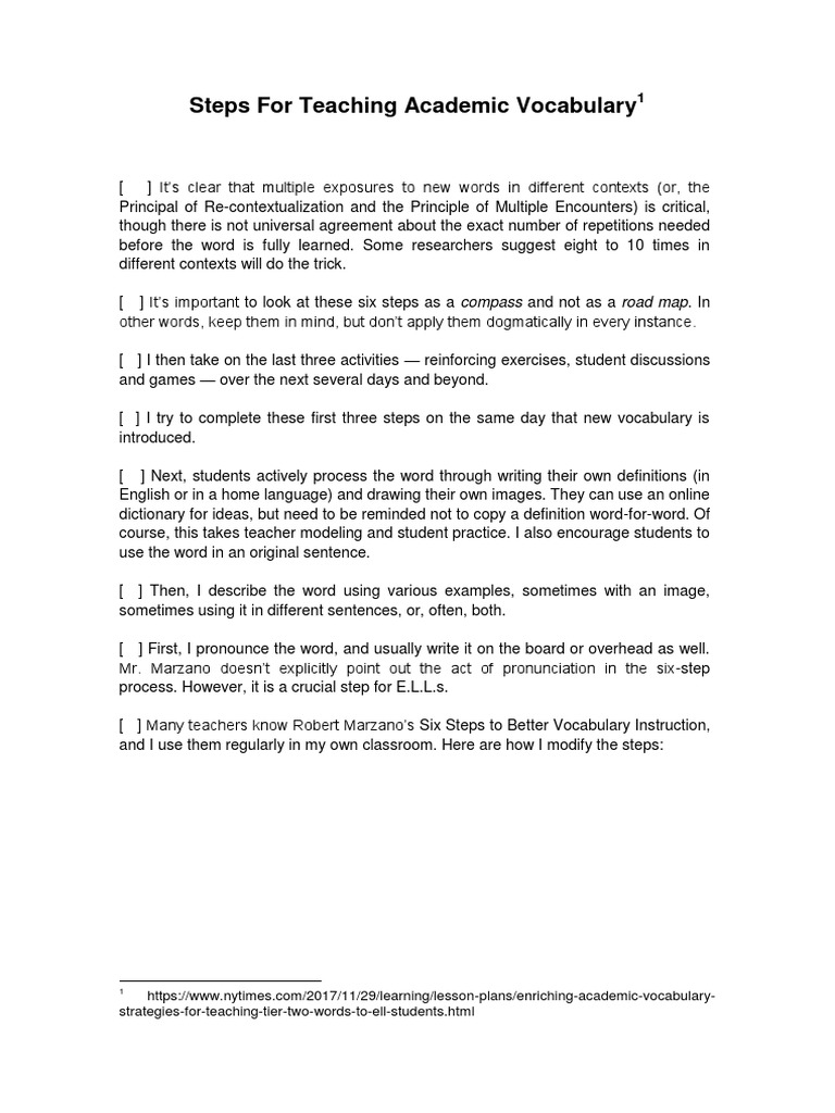 Steps For Teaching Academic Vocabular-Reorder | PDF | Career & Growth