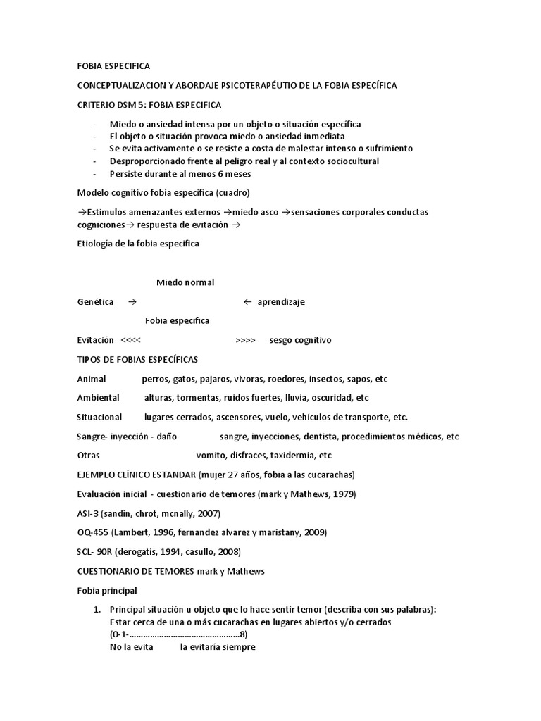 Fobia Especifica | PDF | Fobia | Ansiedad