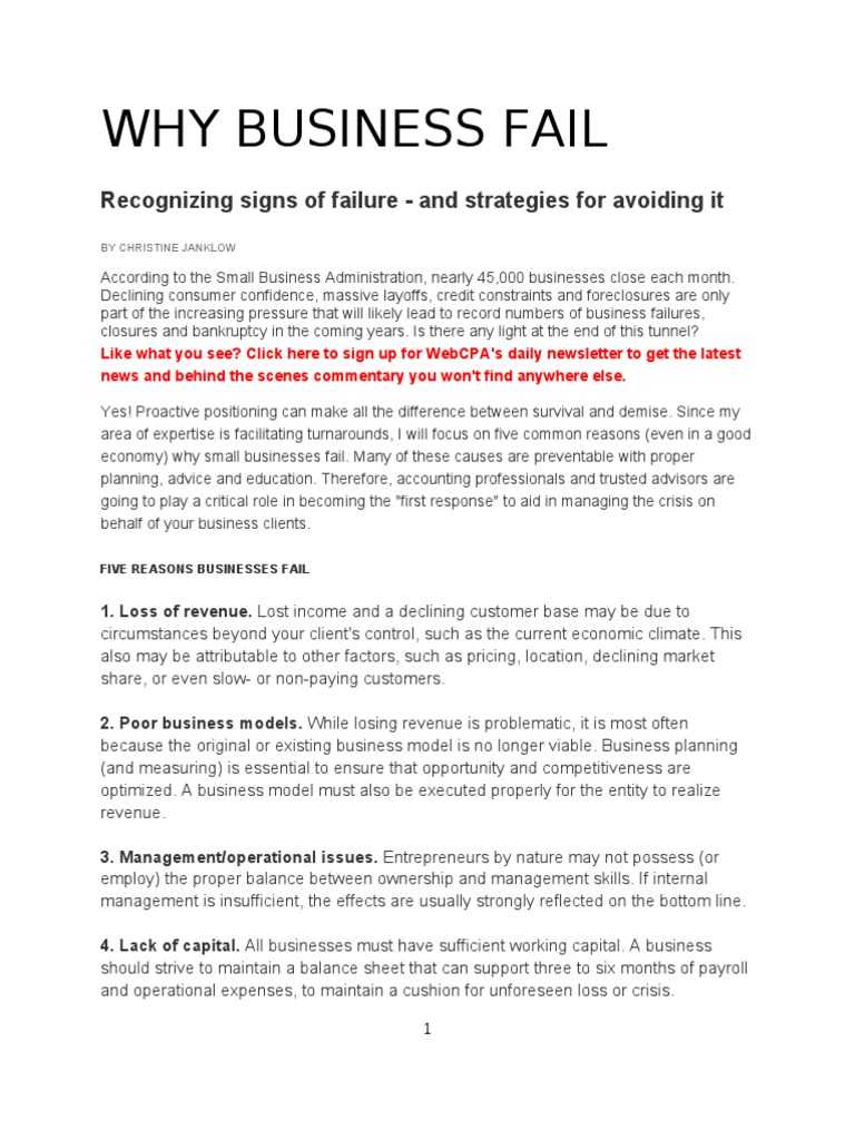 Why Business Fail | PDF | Small Business | Entrepreneurship
