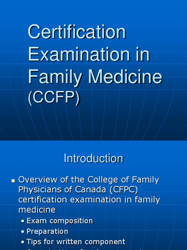Preparation CCFP Exam Powerpoint | PDF | Family Medicine | Psychosocial