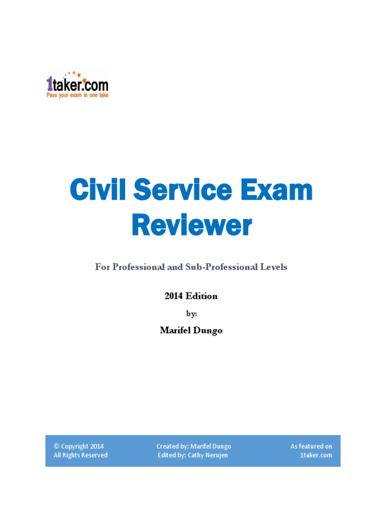 Civil Service Exam Reviewer: For Professional and Sub-Professional ...