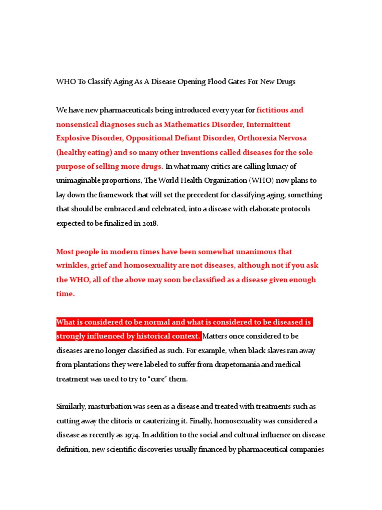 WHO's Controversial Proposal to Classify Aging as a Disease and the ...