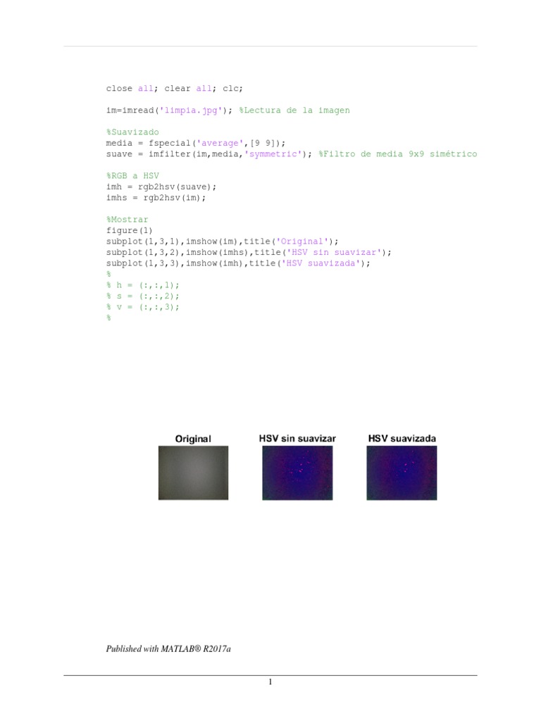 Image Smoothing and HSV Conversion in MATLAB | PDF | Teaching Methods ...