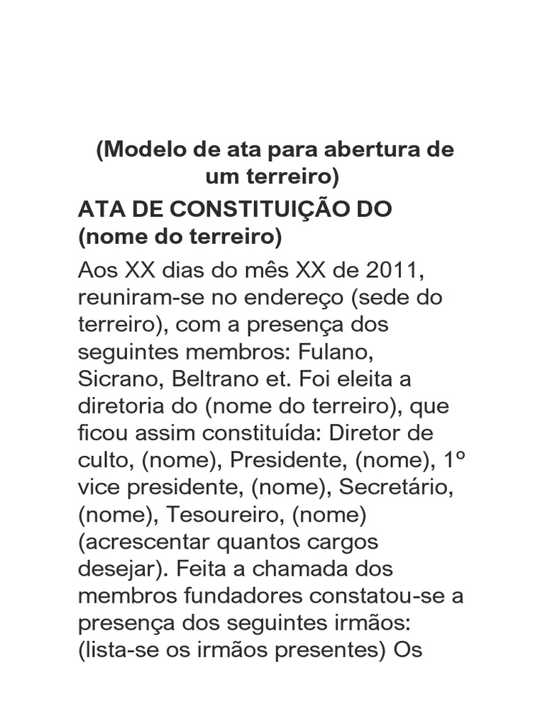 Modelo de Ata ñ.01 | PDF | Instituições sociais | Ciências Sociais