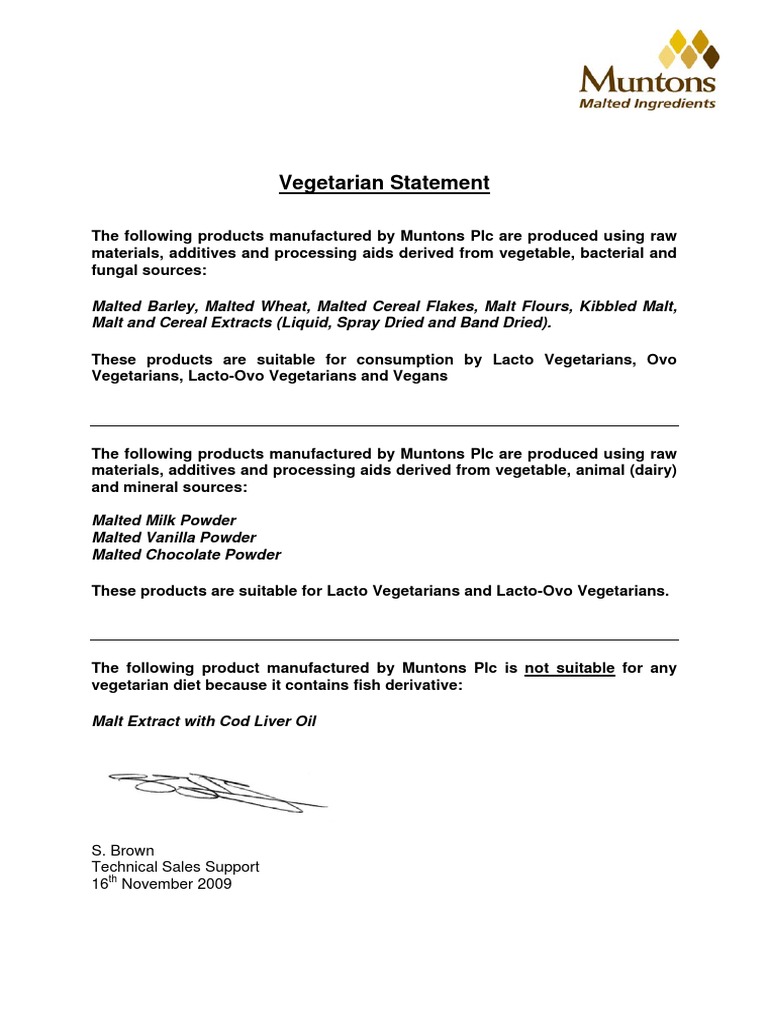 General Vegetarian Statement Revision 5 | PDF