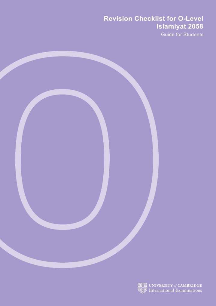 Revision Checklist For o Level Islamiyat 2058 Final | PDF | Business